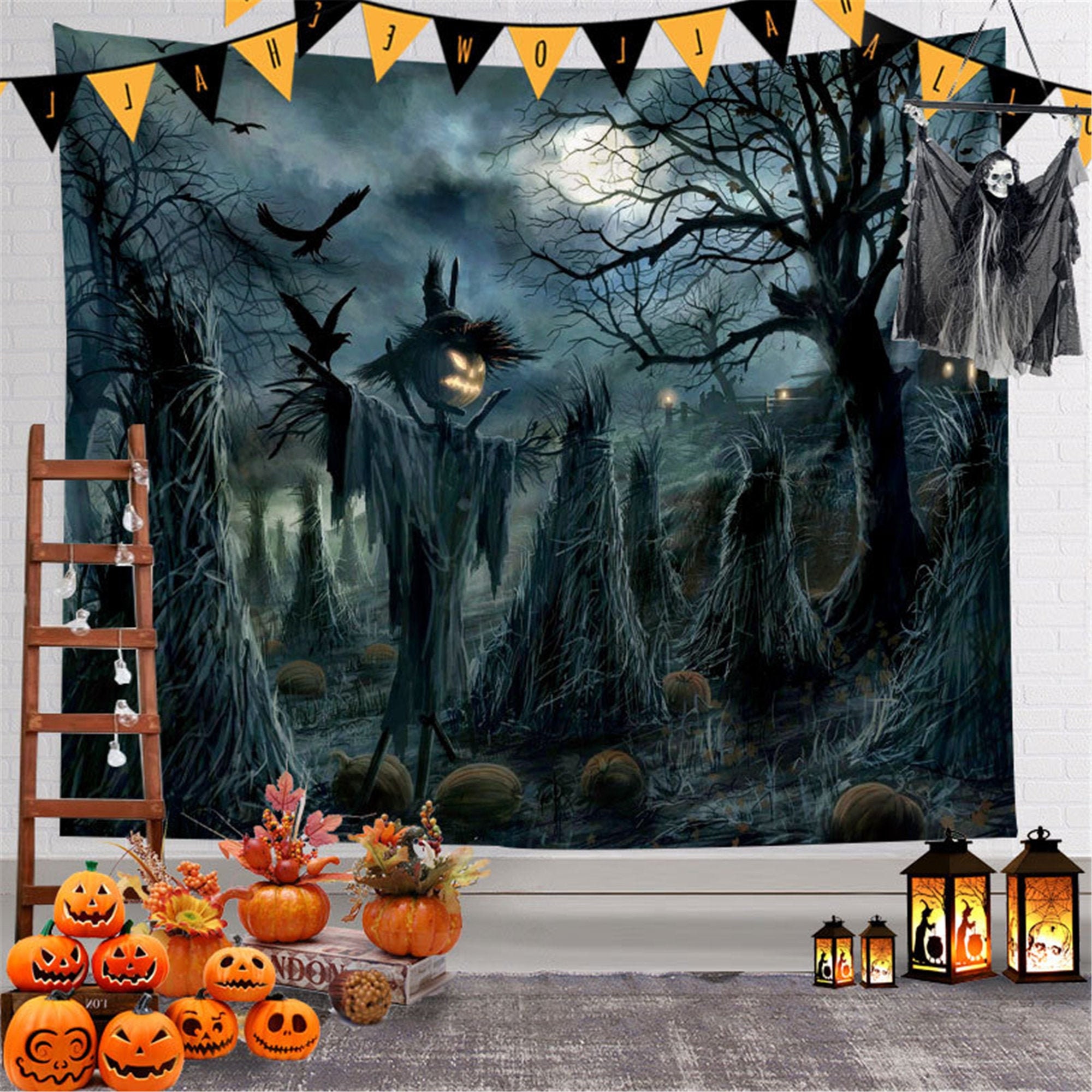 Spooky Forest Tapestry Ghost Crow Tapestry Gloomy Wall | Etsy