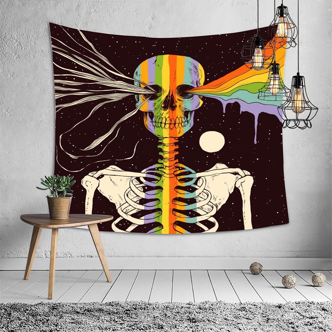 Skeleton Ghost Tapestry Rainbow Skeleton Tapestry Wall | Etsy