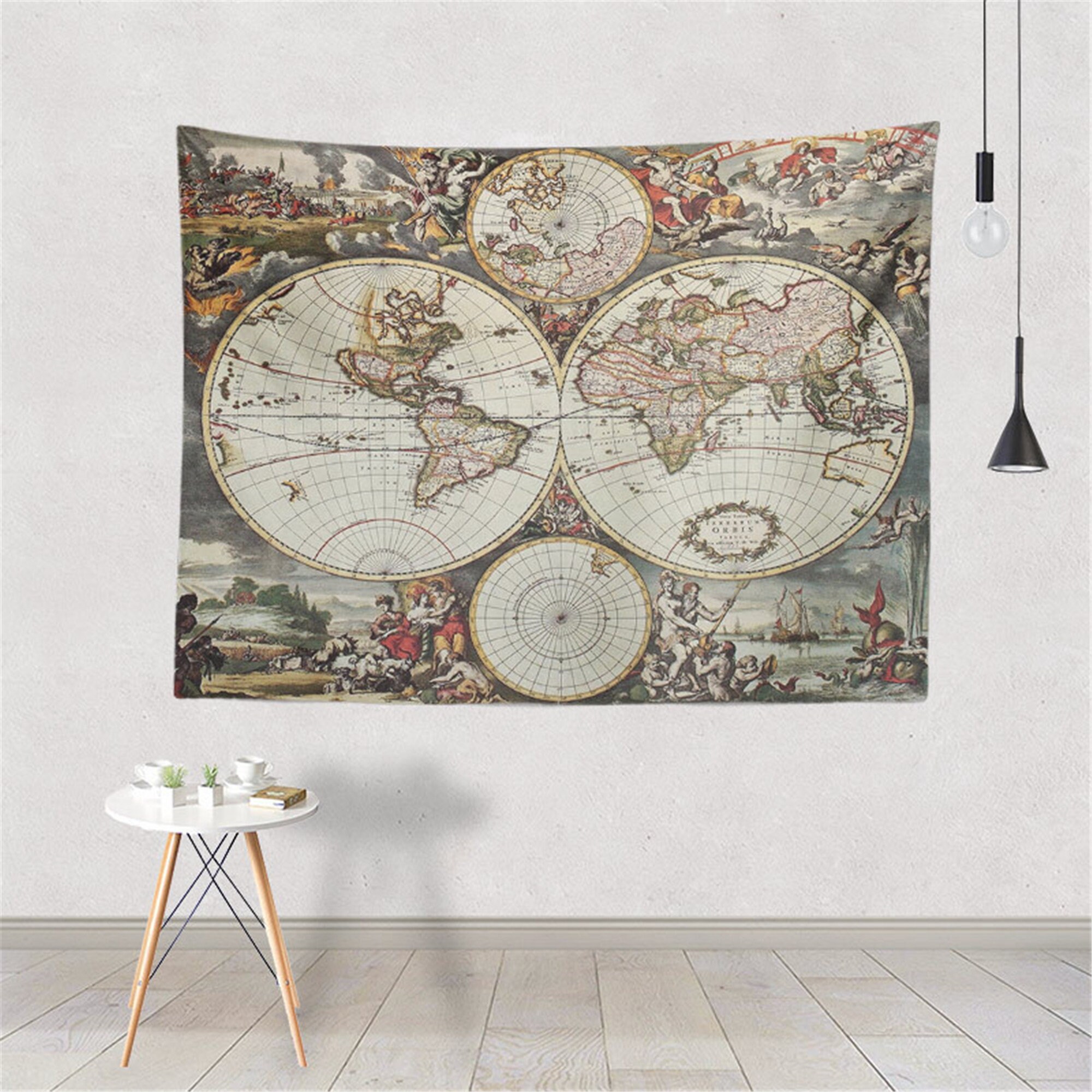 Retro Globe Tapestry World Map Tapestry Fantasy War Etsy