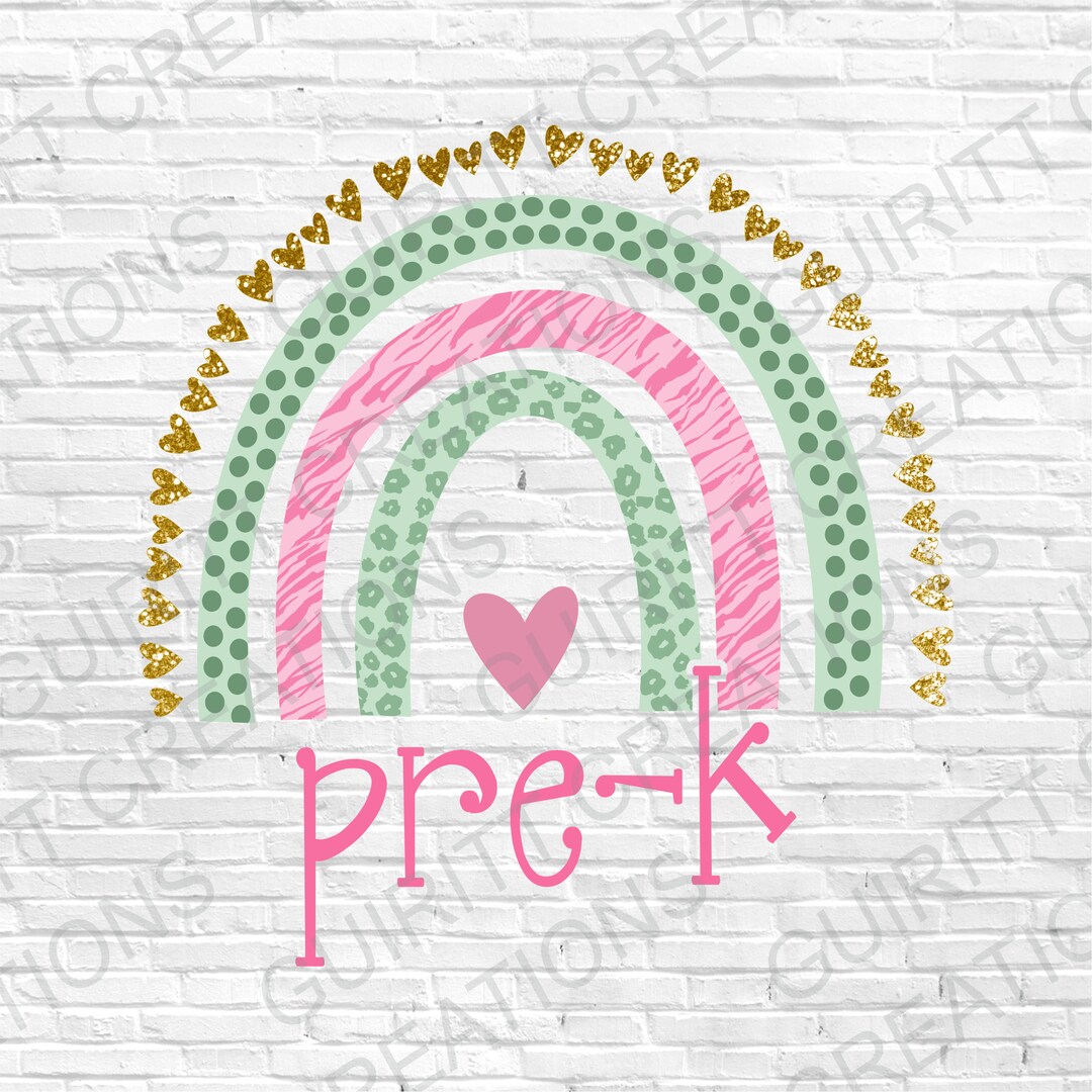 Pre-k Rainbow Png, Back to School Png, Cute Pre-k Rainbow Png, Cute ...