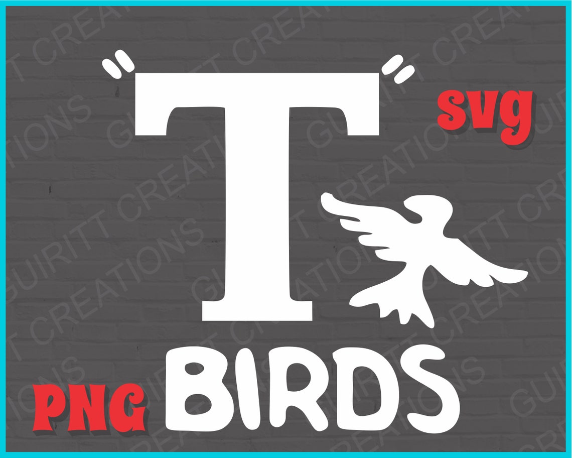 T Birds Svg, T-birds White Letters Png and Svg Halloween Costum Svg ...