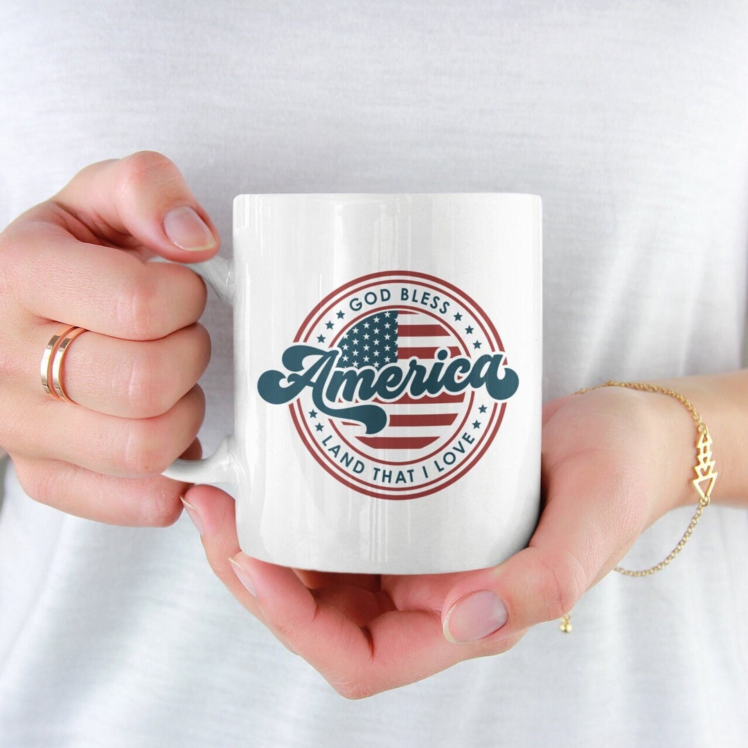 America Patriotic Ceramic Mug Cute USA Flag Independence Day Mug Cute ...