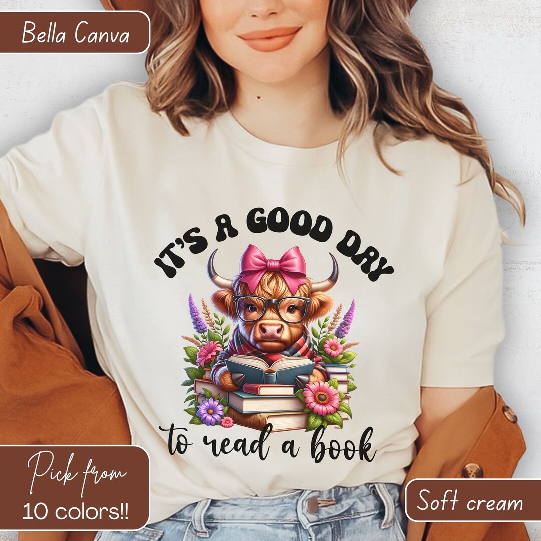Cute Coquette Highland Cow Reading Shirt Teachers Read a Book Gift Cute ...