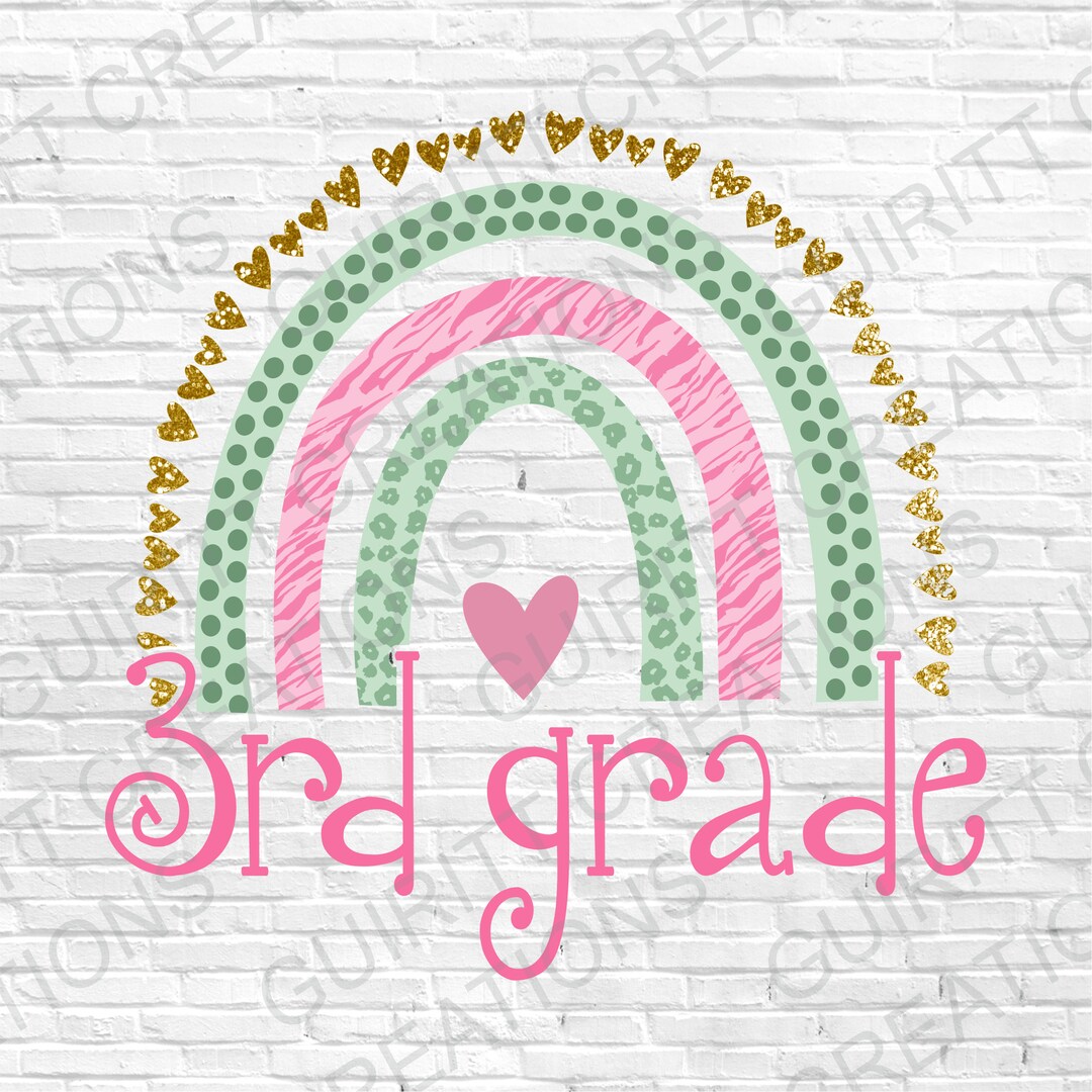 3rd Grade Rainbow Png, Back to School Png, Cute 3rd Grade Rainbow Png ...