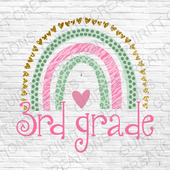 3rd grade rainbow png back to school png cute 3rd grade | Etsy