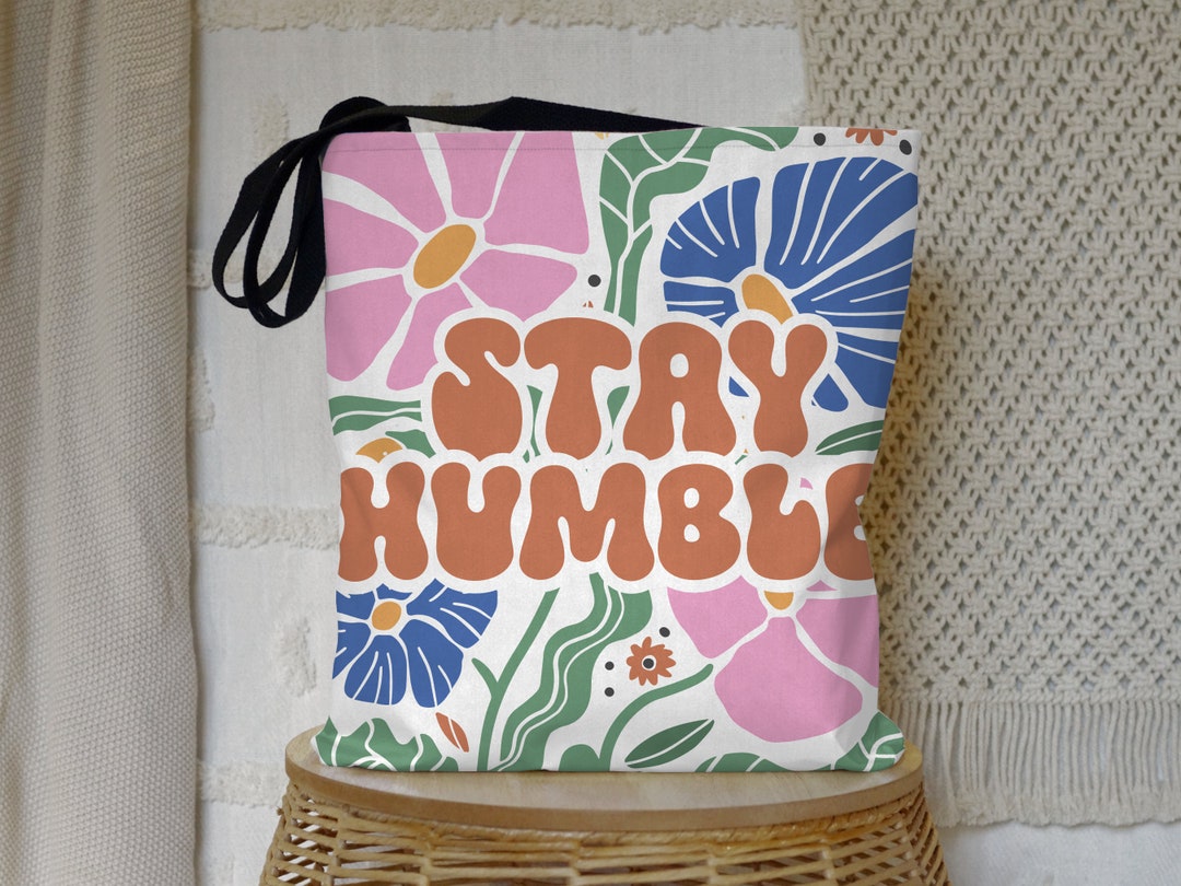 Motivational Tote Bag, Retro Floral Self Love Gift, Boho Everyday Bag ...