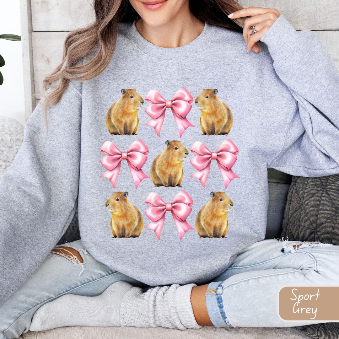 Coquette Capybara Sweatshirt Cute Aesthetic Capy Crewneck Capybara Mama ...