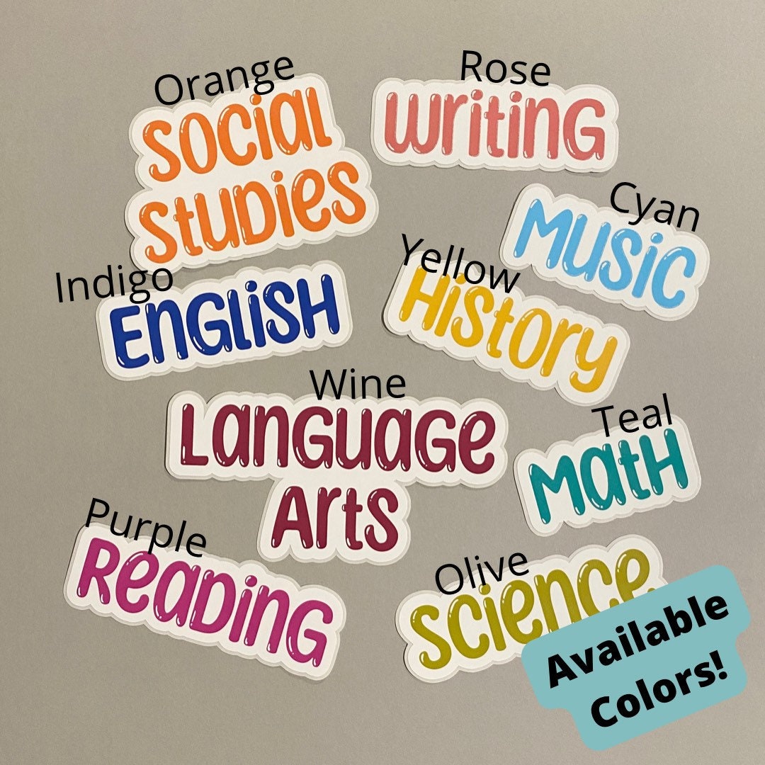 School Subject Stickers Customizable Notebook Folder Binder - Etsy