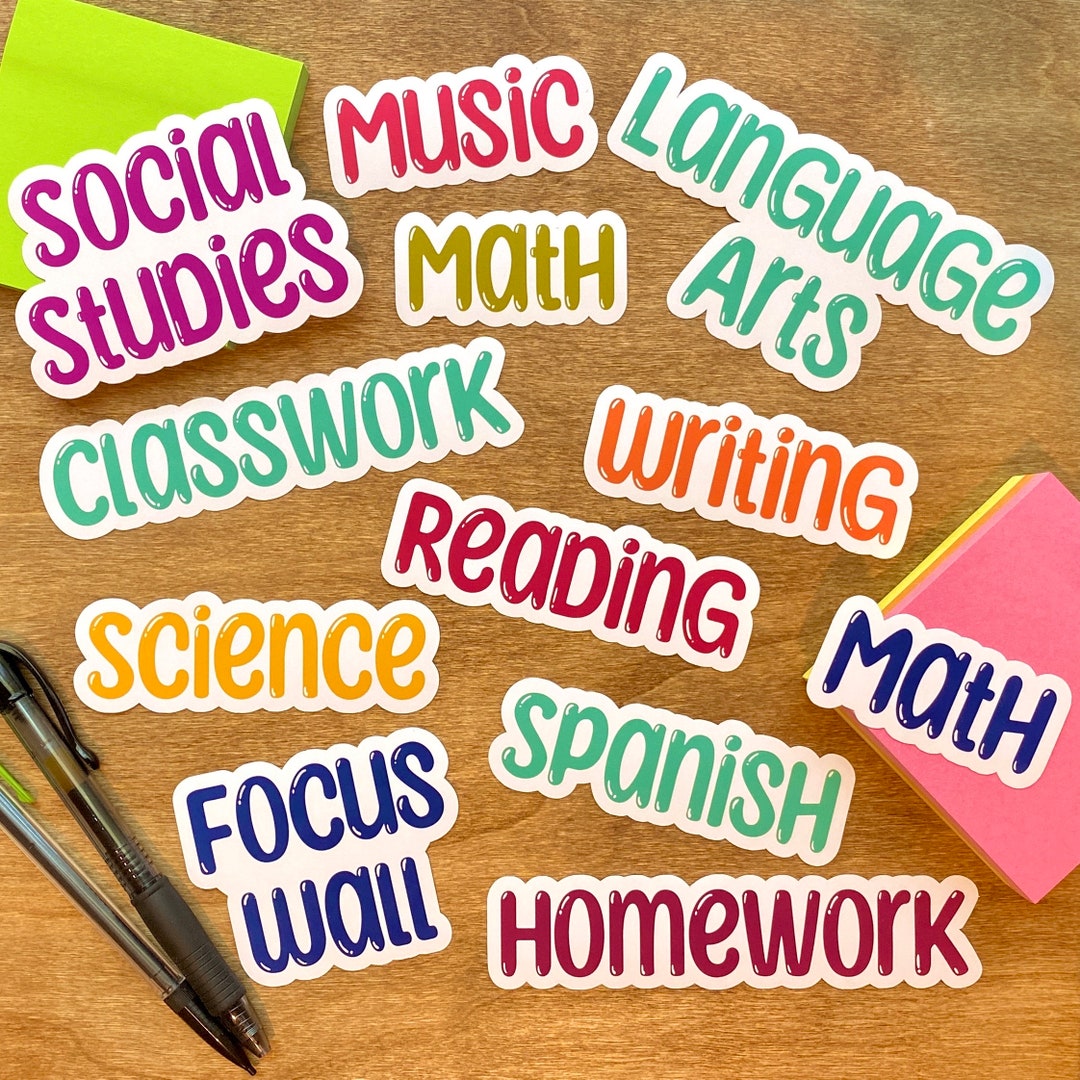School Subject Stickers Customizable Notebook Folder Binder - Etsy