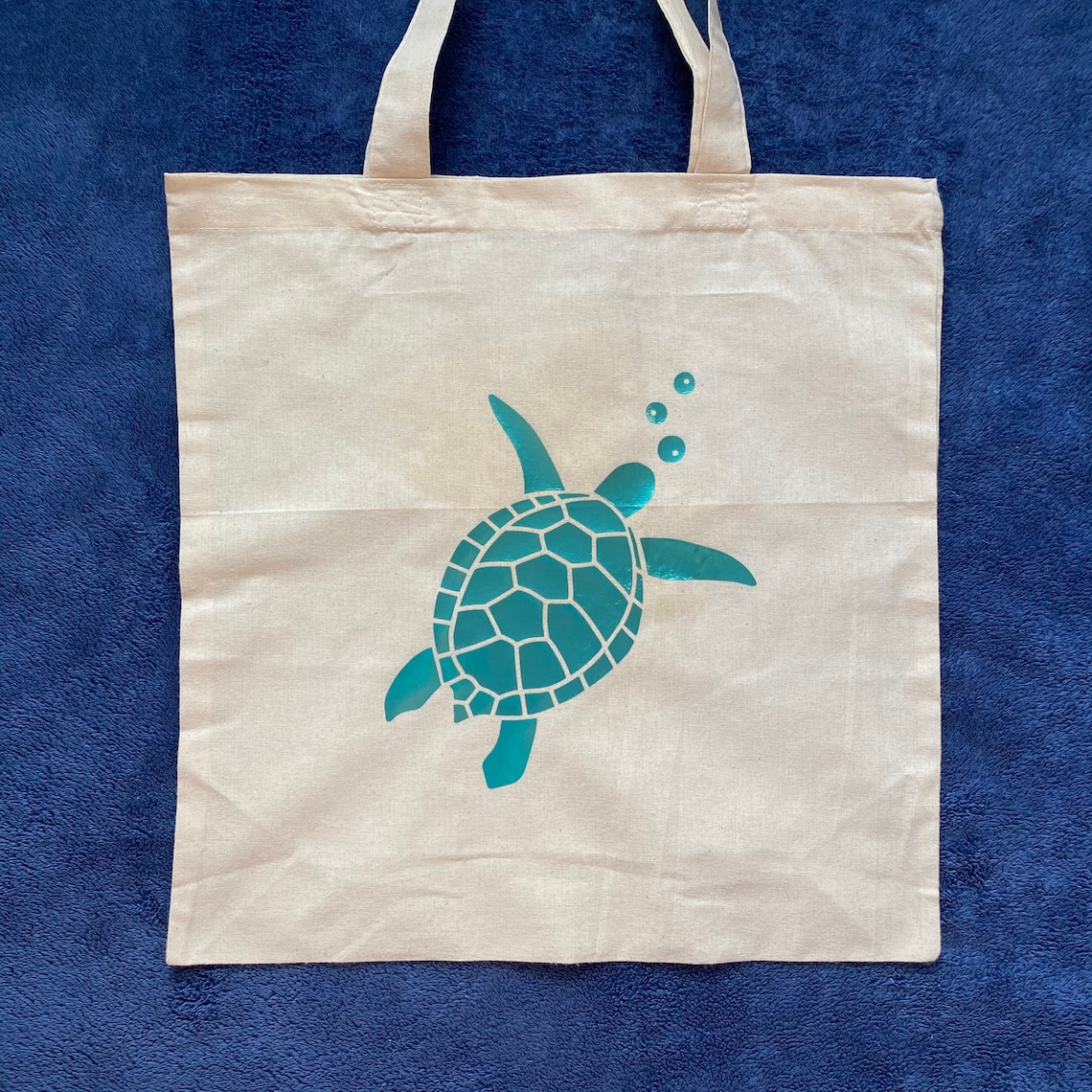Sea Turtle Tote Bag | Shimmery Teal Sea Turtle Design | Fun Tote Bag ...