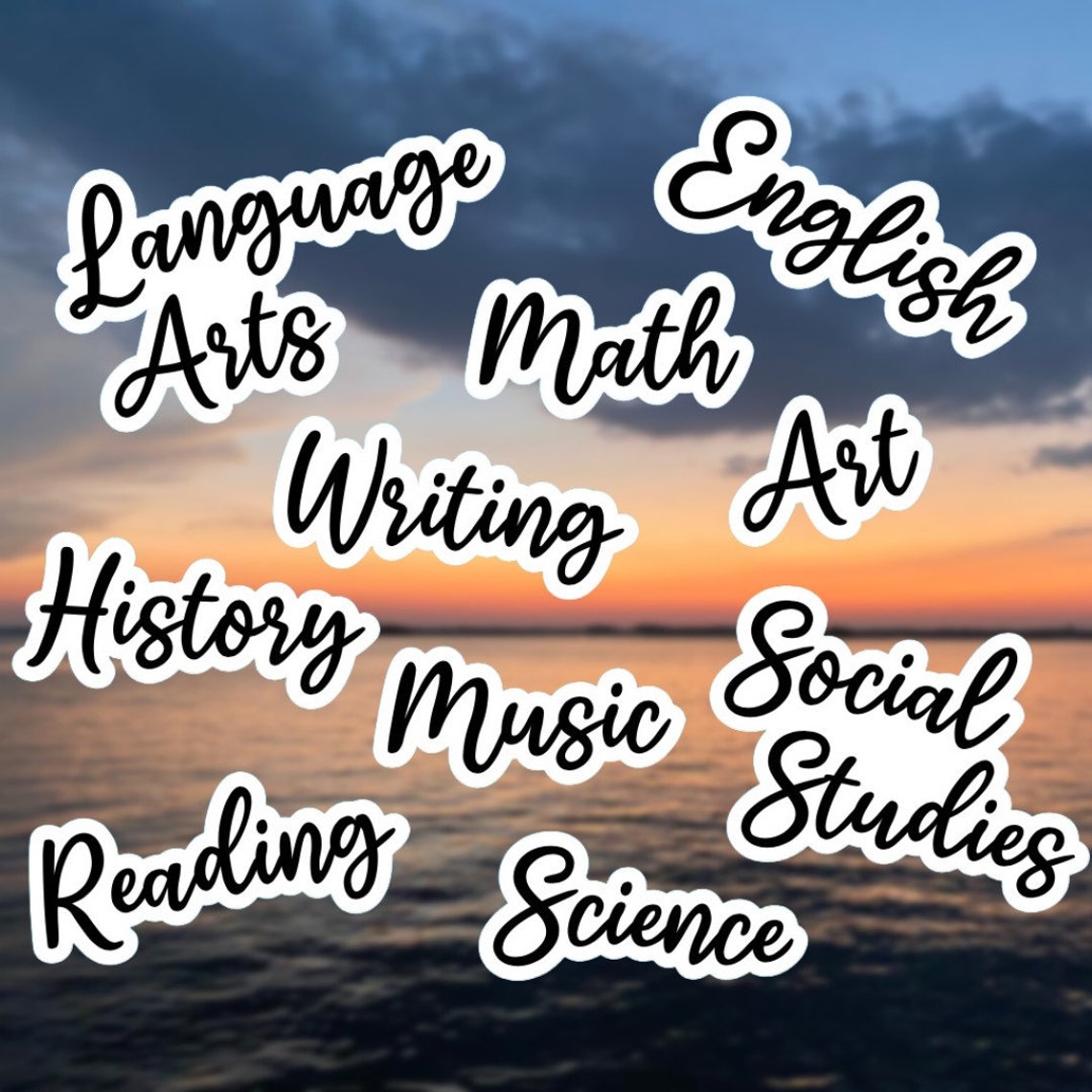 School Subject Stickers Calligraphy Customizable Notebook Folder Binder ...