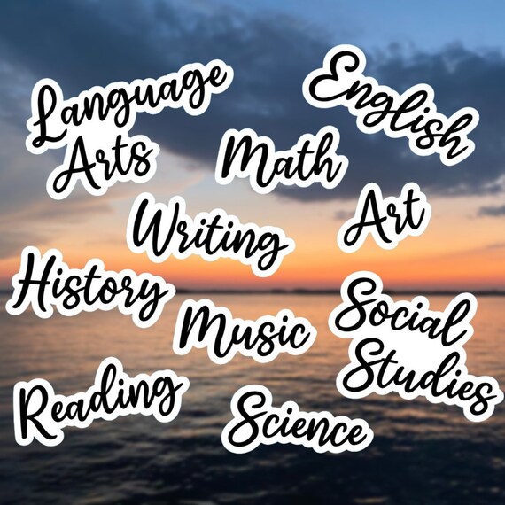 School Subject Stickers Calligraphy Customizable Notebook - Etsy