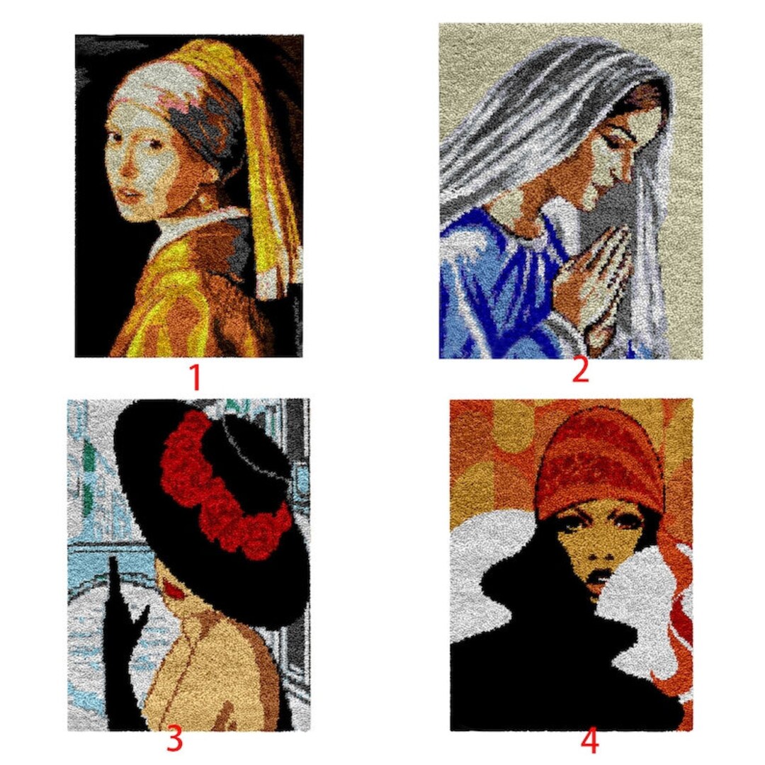 Character Portrait Lock Hook DIY Crochet Yarn Rug Craft Kit - Etsy