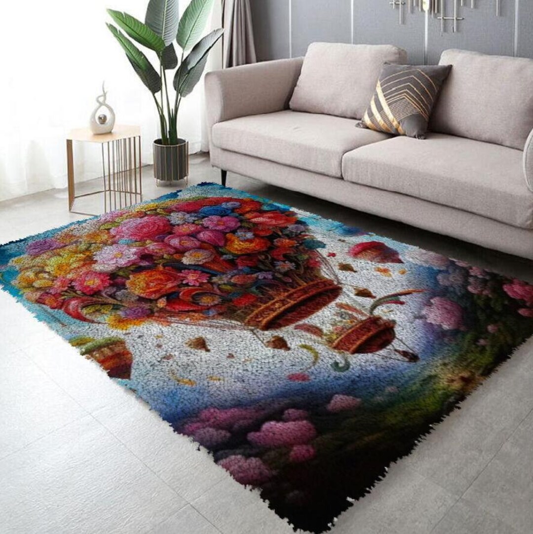 Hot Air Balloon Lock Hook Carpet Handwoven Home Carpet Gift for ...