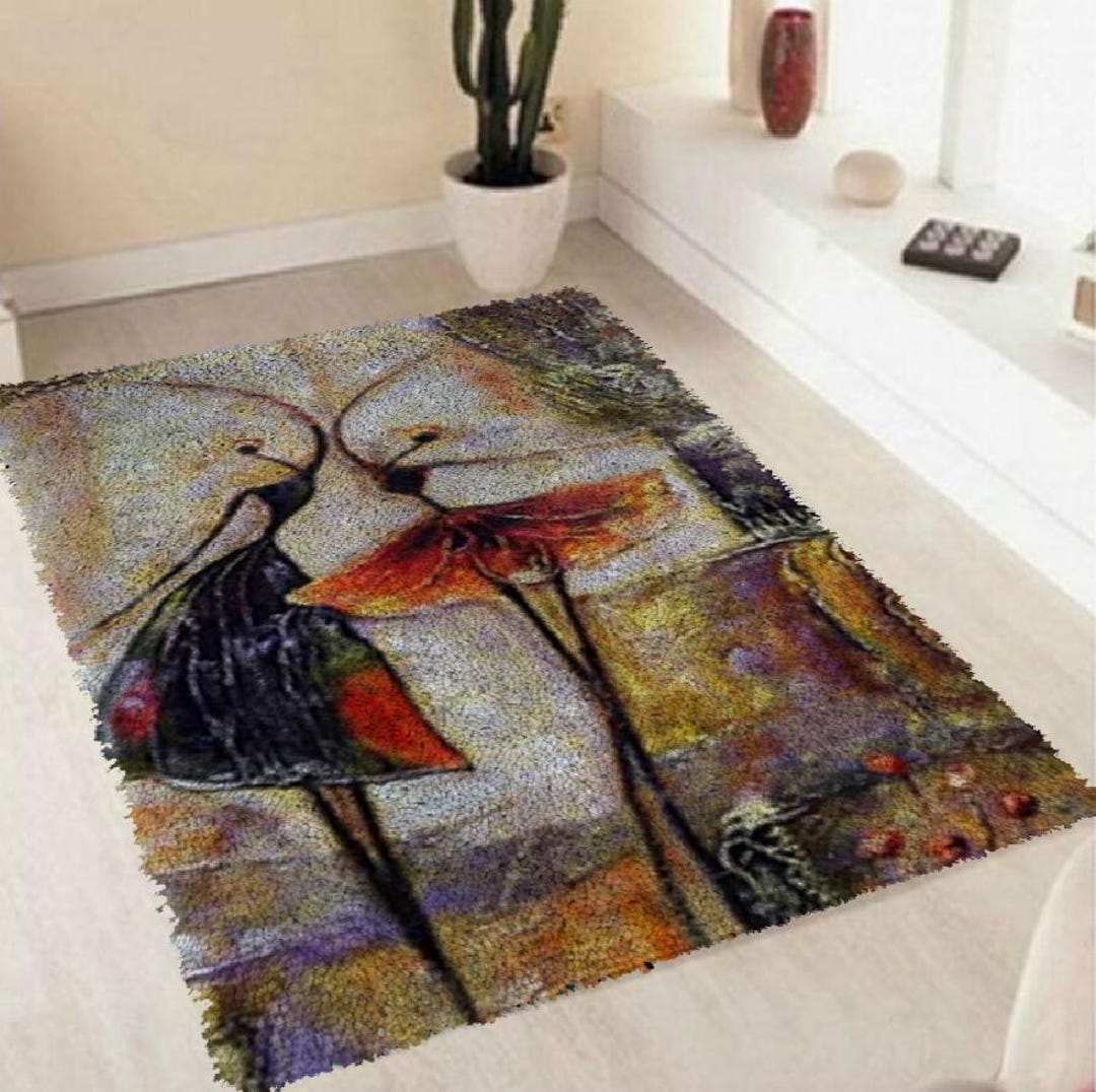 Latch Hook Cartoon Girl's Back View Hand-woven Carpet Home Decoration ...