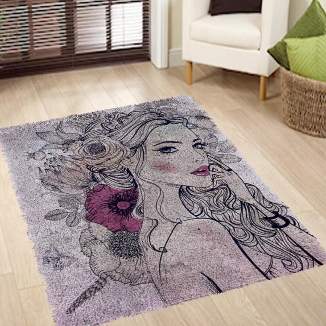 Cartoon Girl Lock Hook DIY Kit With Colorful Preprinted Pattern Designs ...