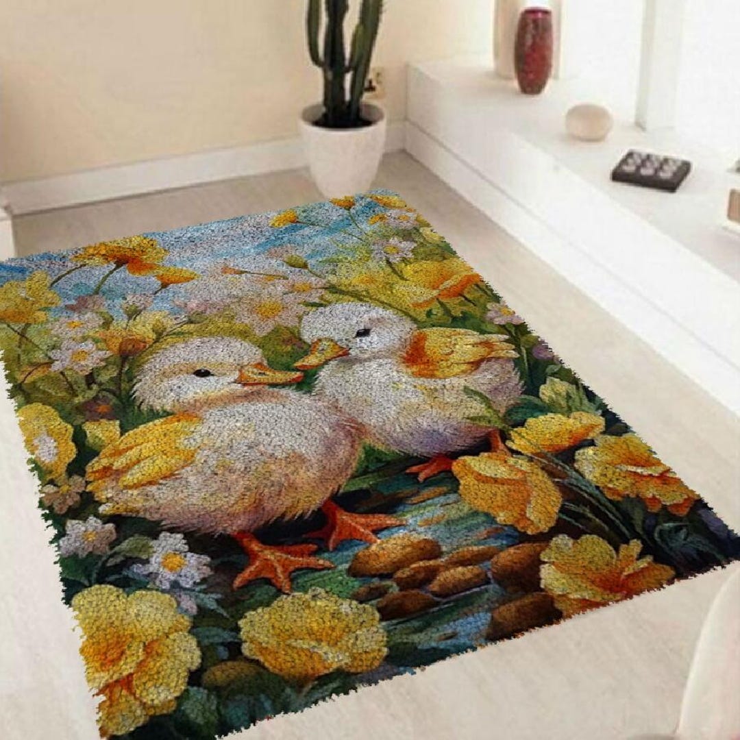 Latch Hook Duck & Flower Carpet: DIY Beginner Kit - Etsy