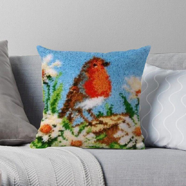 Latch Hook Pillow Kit: Birds and Flowers Embroidery (16x16") - Etsy