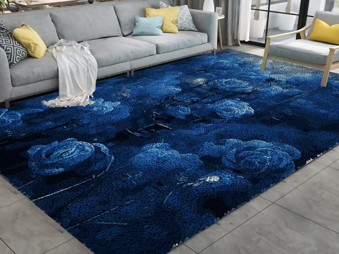 Blue Roses Latch Hook Rug Kits Carpet Embroidery Do It Yourself ...