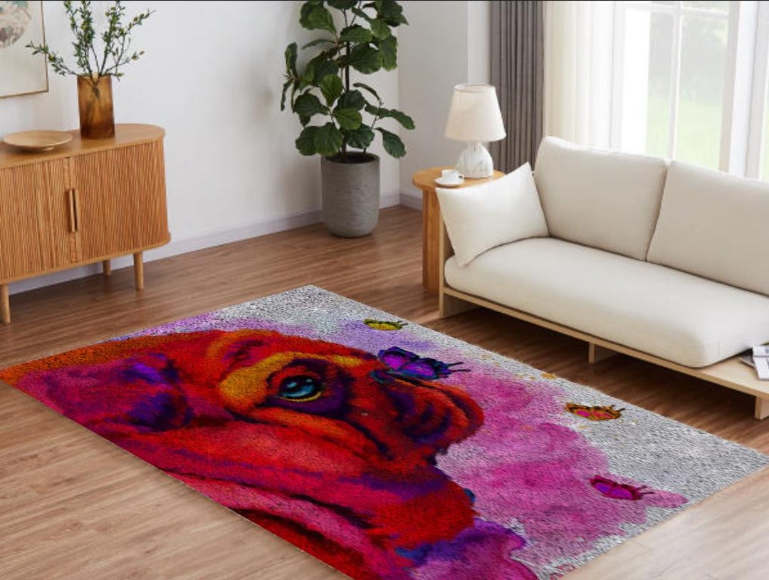 Dog Latch Hook Rug Kit DIY Embroidery Tapestry Printed Canvas - Etsy