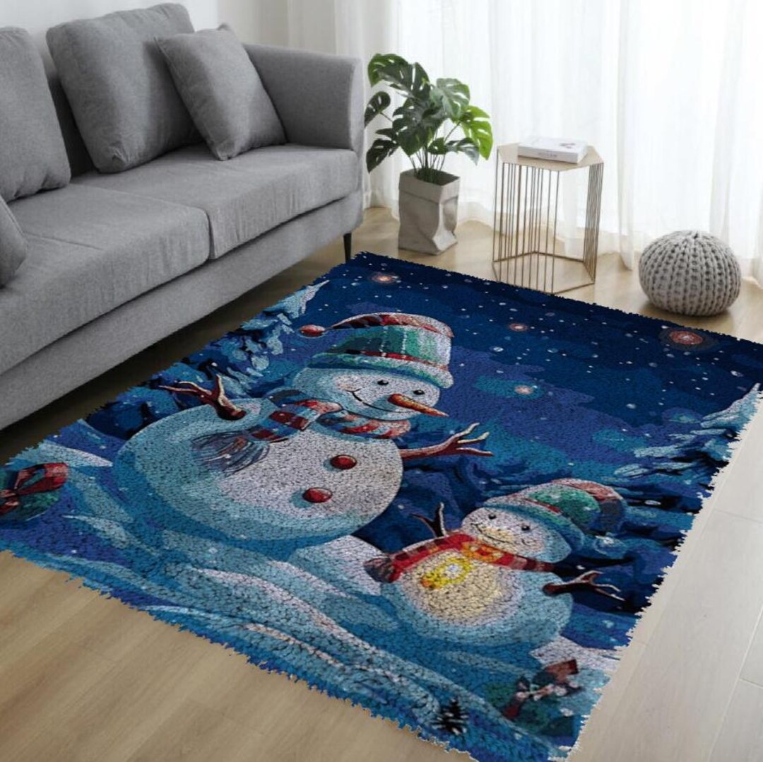 Cartoon Snowman Latch Hook DIY Needlework Carpet for Kids/adults - Etsy
