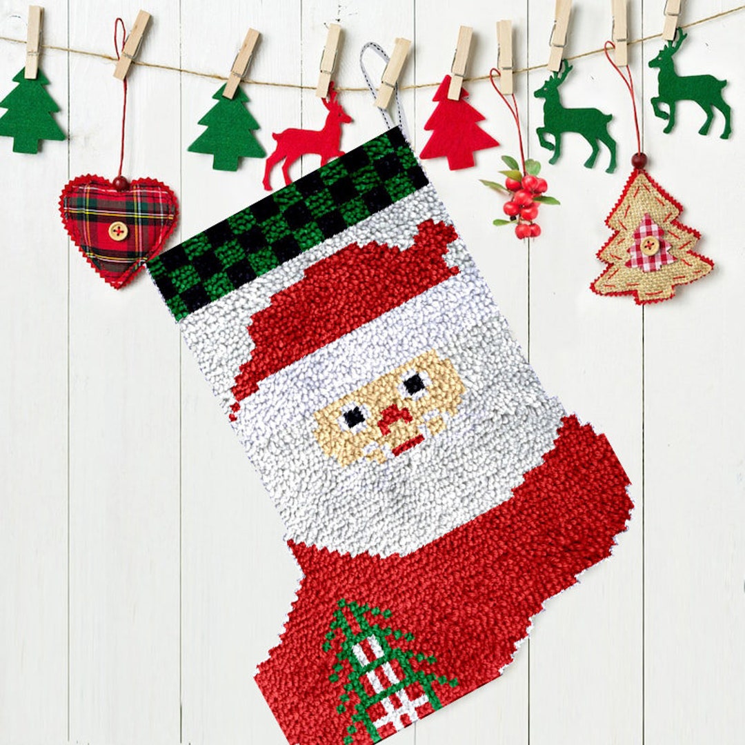 Christmas Stocking Latch Hook Home Decoration DIY Carpet Hand Crochet ...