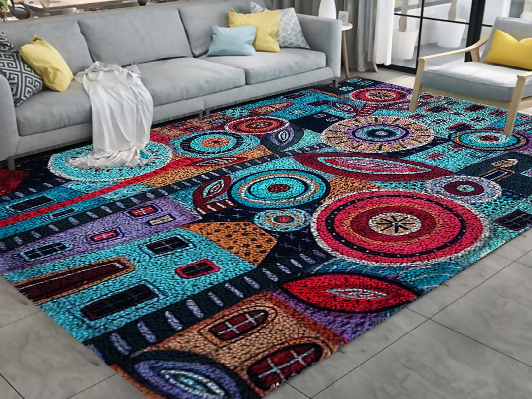 Colored Dot Pattern Latch Hook Rug Kits Carpet Embroidery Latch Hook ...