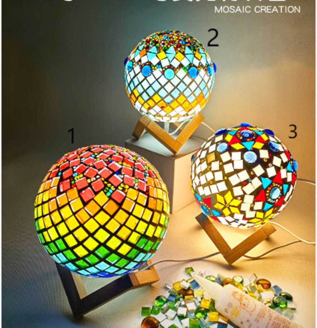 Mosaic Table Lamp Color Rhinestone Lamp Mosaic DIY Touch Lamp Kit - Etsy