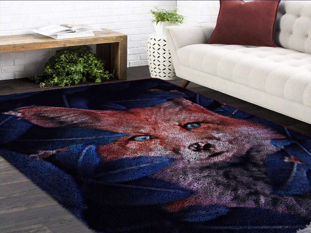 Latch Hook Fox Plush Wall Tapestry Kits DIY Carpet Rug Chunky Yarn Arts ...