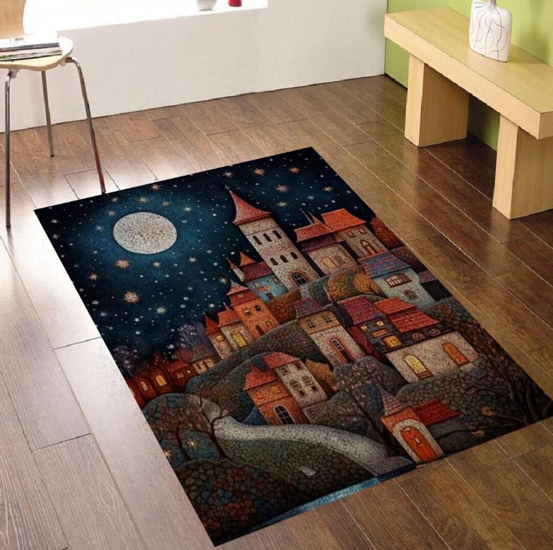 Latch Hook Rug Kit Castle Design DIY Craft - Chunky Yarn - Etsy
