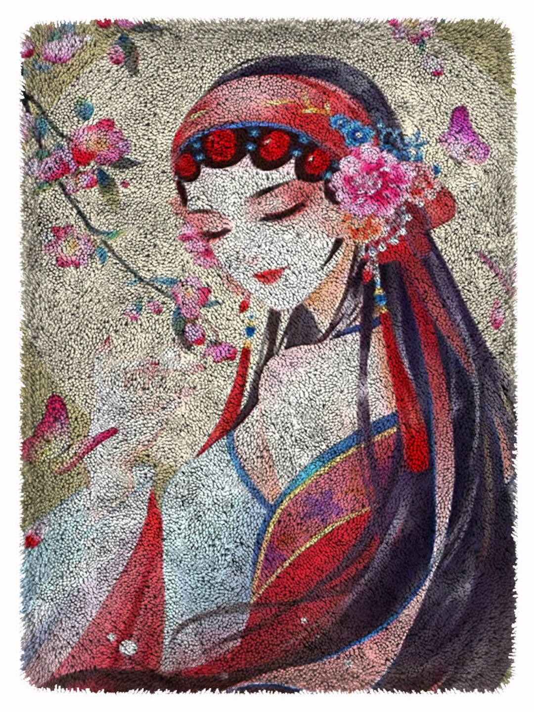 Chinese Opera Characters Latch Hook Hand-woven Carpet Home Decoration ...
