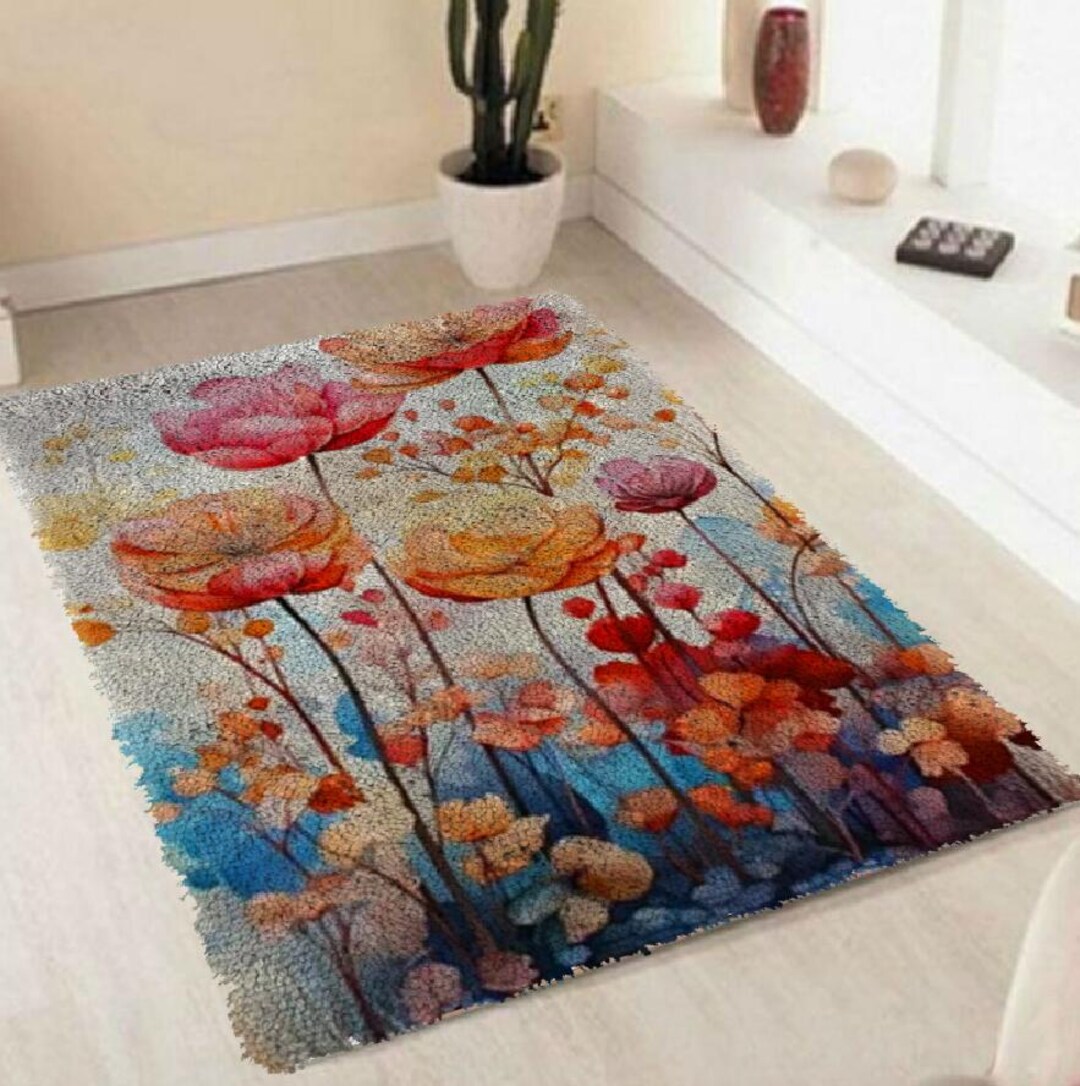 Flower Latch Hook Kits Embroidery DIY Crochet Needlework Crafts for ...