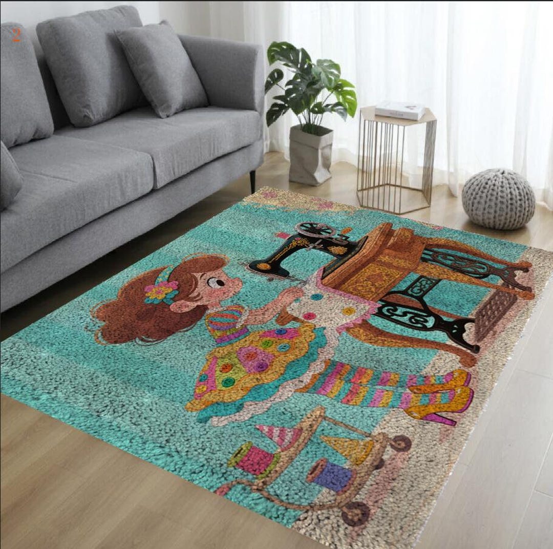 Cartoon Girl Latch Hook Rug Kit: DIY Embroidery Tapestry - Etsy