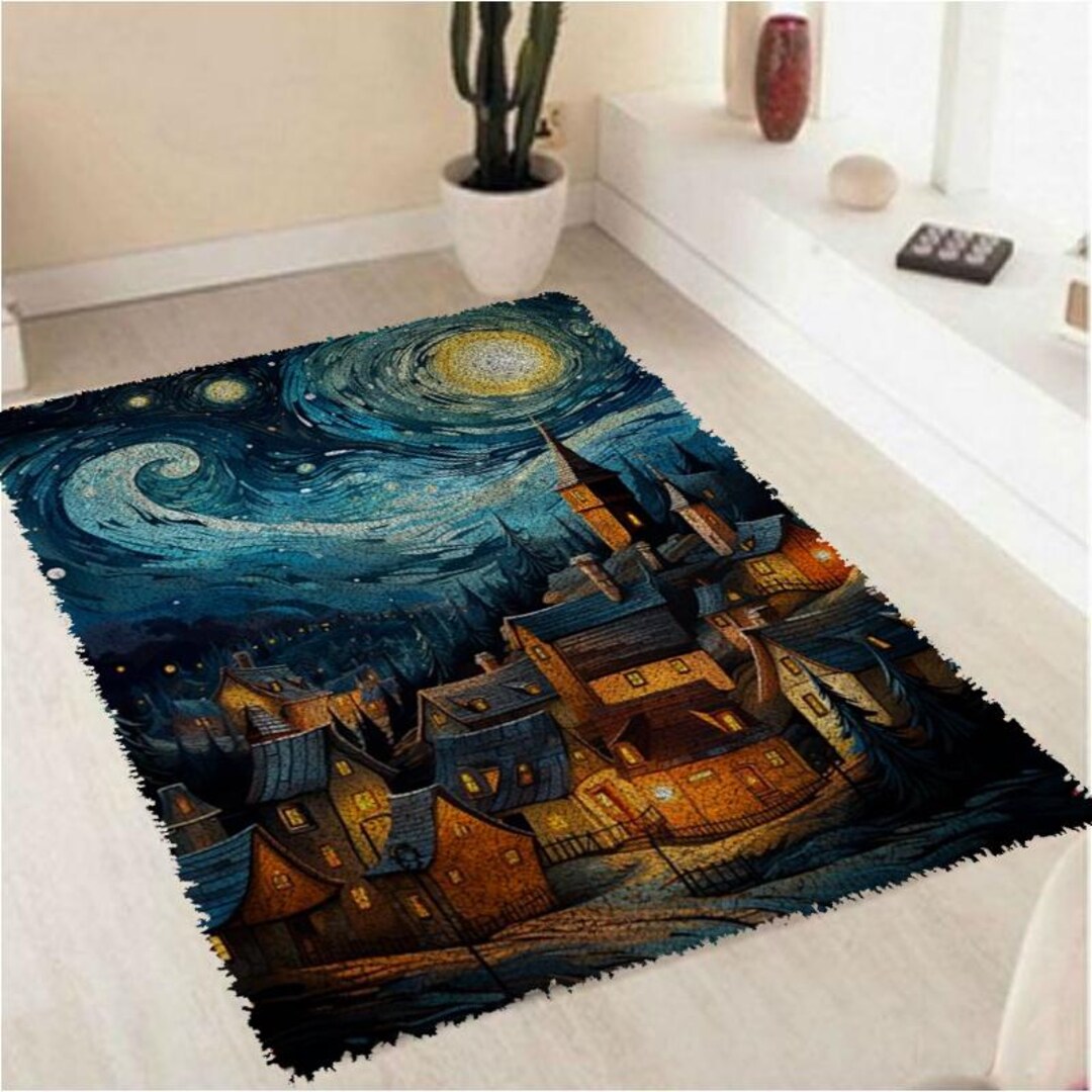 Castle Lock Hook Home Carpet Oil Painting Style DIY Rug - Etsy