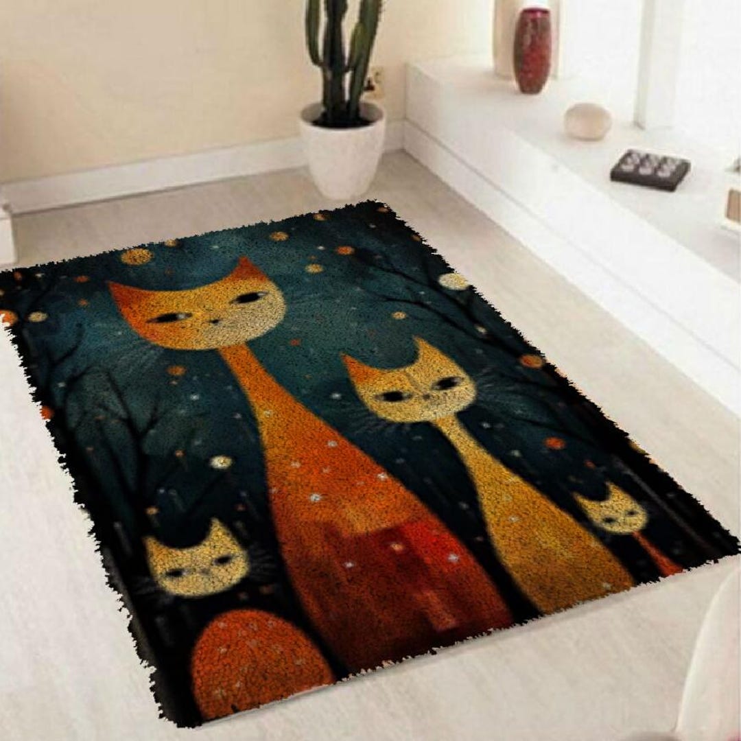 Cartoon Cats Latch Hook Kits Mbroidery DIY Crochet Needlework Crafts ...