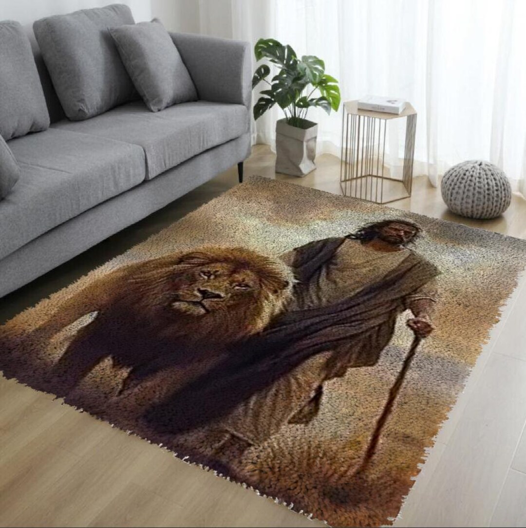 DIY Latch Hook Jesus and Lion Design - Home Decor - Etsy