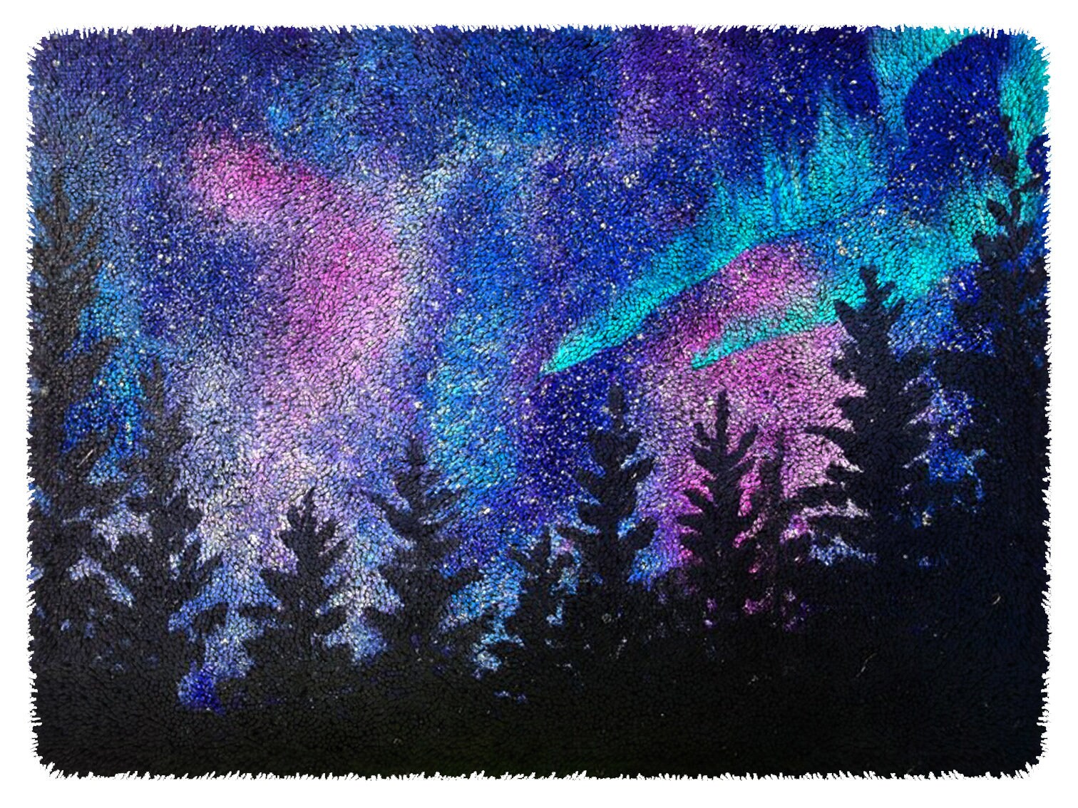 Aurora Borealis Latch Hook Rug Kit: Starry Forest Embroidery DIY - Etsy