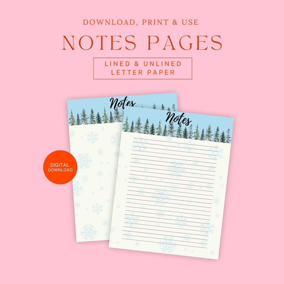 Winter Themed Printable Stationery | Snowy Journal Paper | Lined ...
