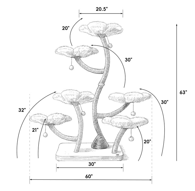 HEXAFLORA Wood Flower Cat Tree: Modern Climbing Tower, Luxury Condo ...