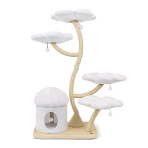EDEN Wood Floral Cat Tree Tower, Wooden Cat Tower, Modern Cat Climbing ...