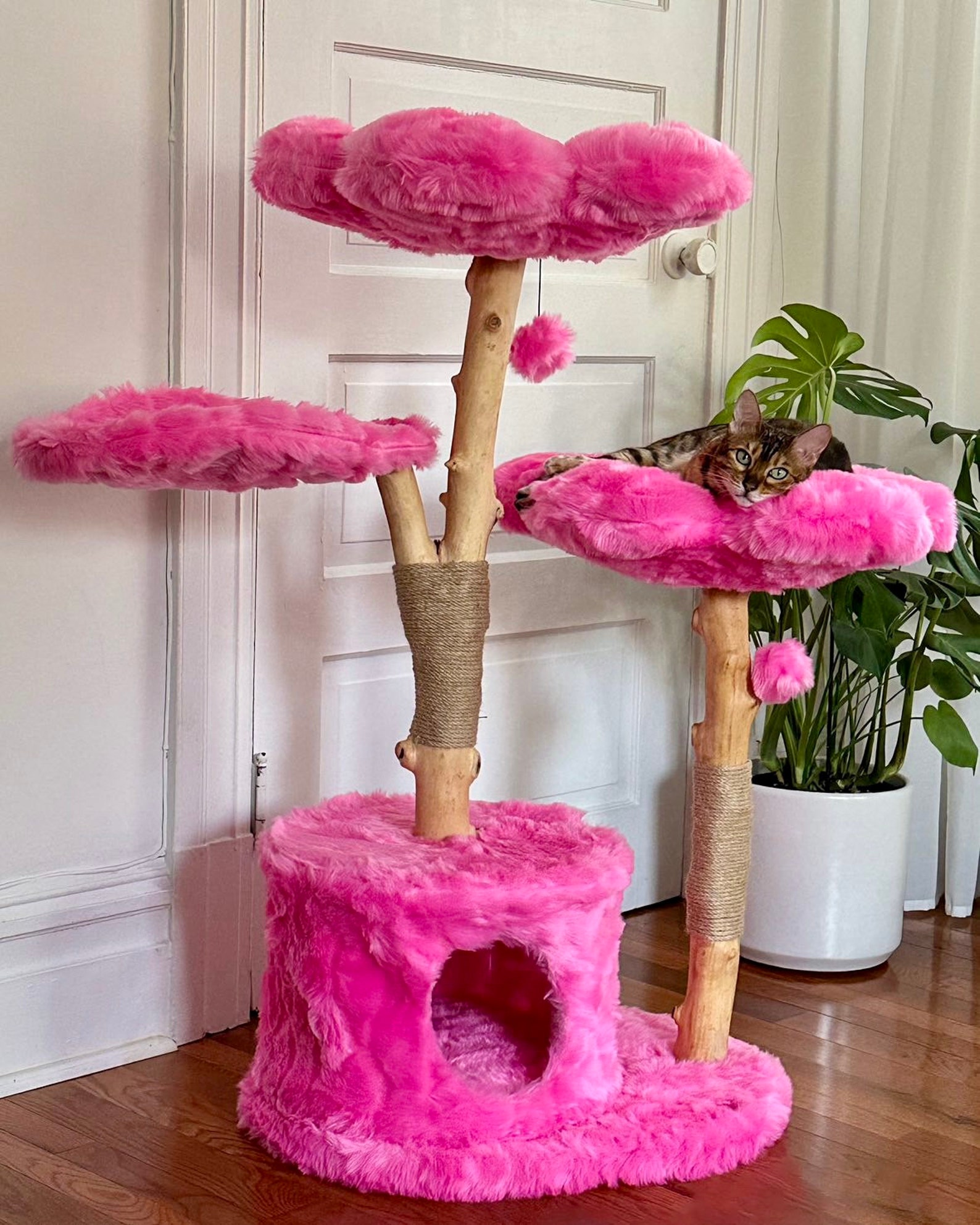 Wooden Cat Tree Tower Wood Floral Cat Tree Tower Modern Cat Tree Cat