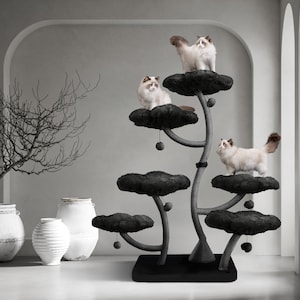 HEXAFLORA Wood Cat Tree Tower, Wooden Cat Tower, Modern Cat Climbing ...