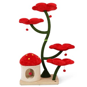EDEN Wood Floral Cat Tree Tower, Wooden Cat Tower, Modern Cat Climbing ...
