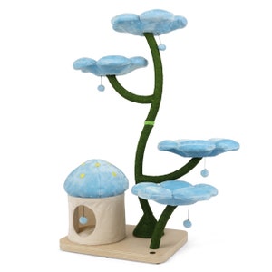 EDEN Wood Floral Cat Tree Tower, Wooden Cat Tower, Modern Cat Climbing ...