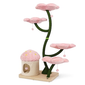 EDEN Wood Floral Cat Tree Tower, Wooden Cat Tower, Modern Cat Climbing ...