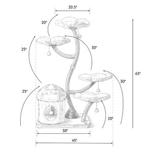 EDEN Wood Floral Cat Tree Tower, Wooden Cat Tower, Modern Cat Climbing ...
