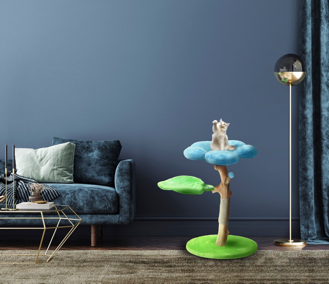 Modern Floral Cat Tree, Wooden Cat Tower, Modern Cat House, Cat ...