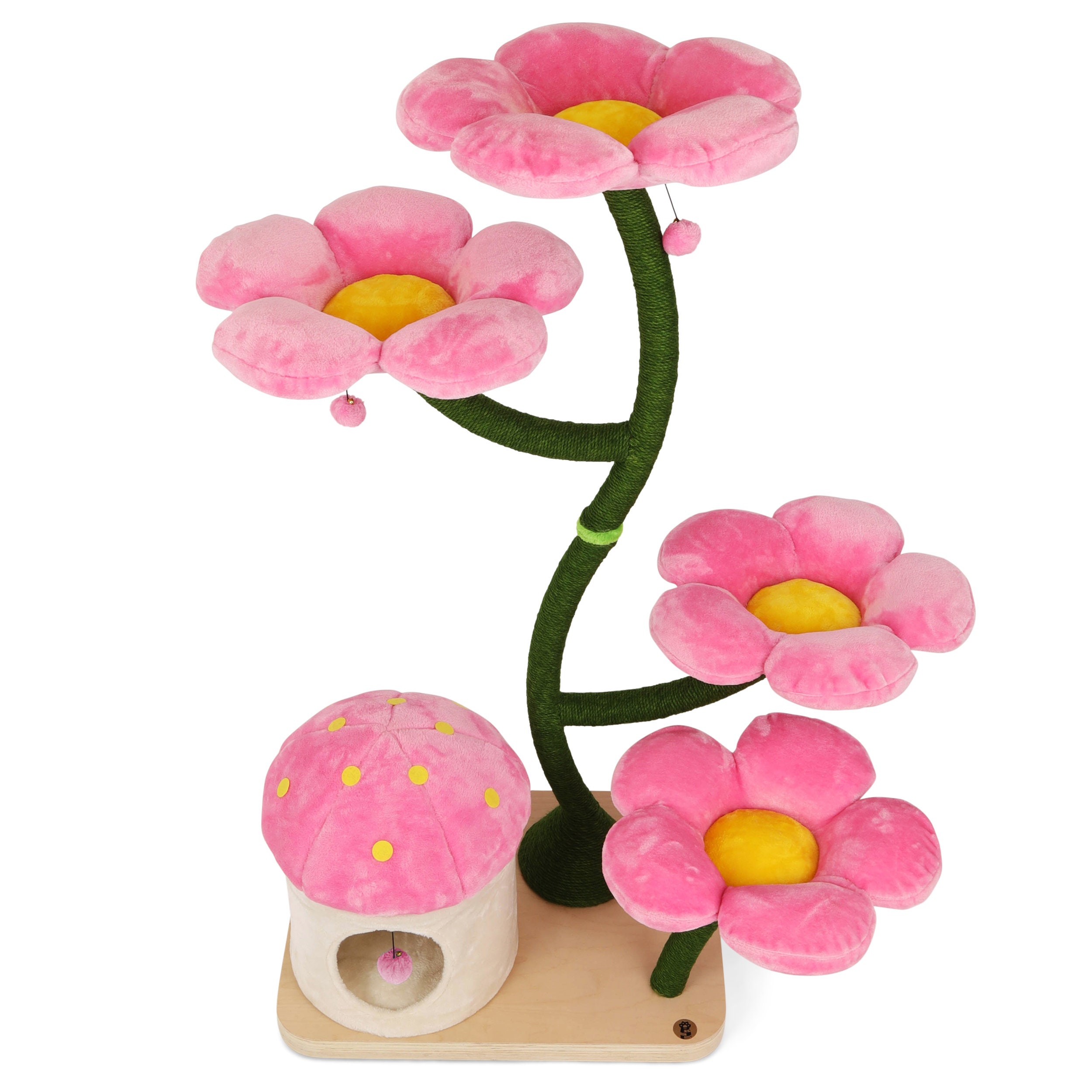 EDEN Wood Floral Cat Tree Tower, Wooden Cat Tower, Modern Cat Climbing ...