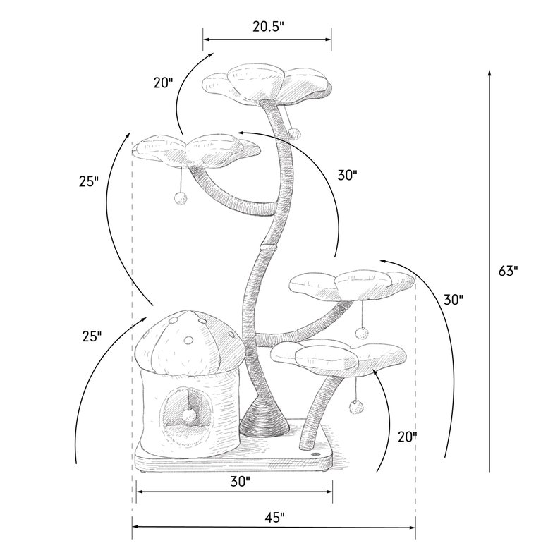 EDEN Wood Floral Cat Tree Tower Wooden Cat Tower Modern Cat - Etsy