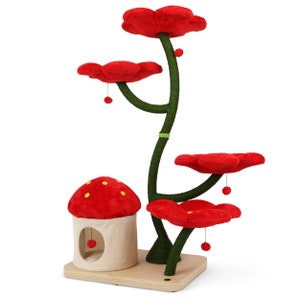 EDEN Wood Floral Cat Tree Tower, Wooden Cat Tower, Modern Cat Climbing ...